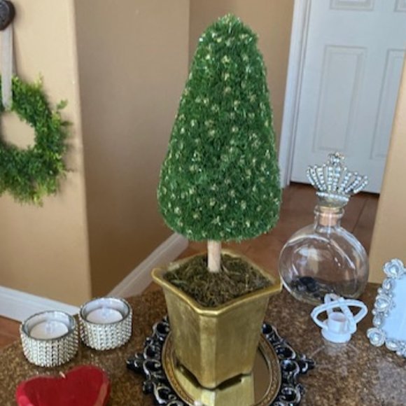 Other | Luxurious Cone Topiary Tree In Gold Pot | Poshmark